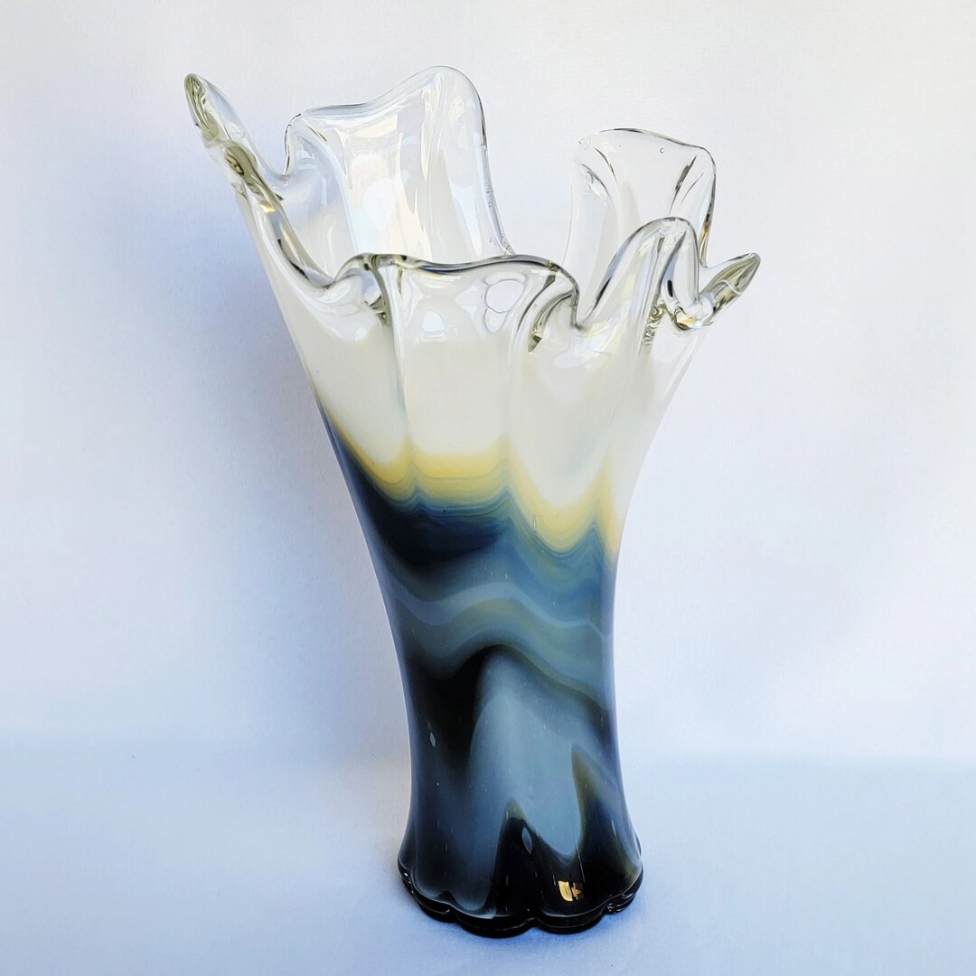 Vintage Water Splash Vase Hand Blown and Swung Glass - Etsy
