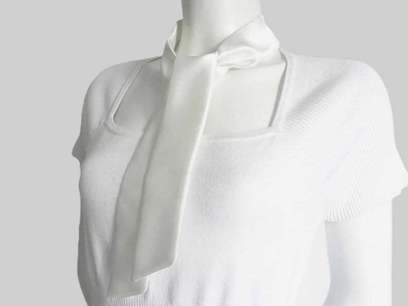 Off-white Satin Scarf / Necktie Satin Bow / Ponytail Satin Hair Sash ...