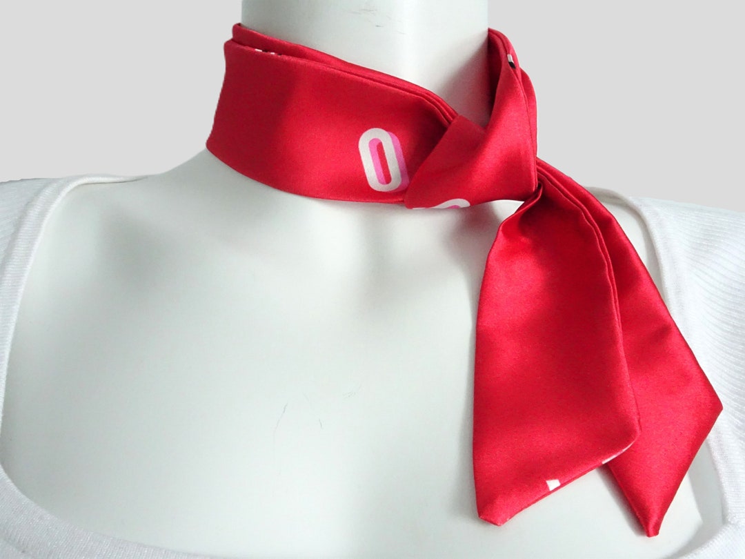 Red Love Satin Skinny Scarf for Women / Red Neck Scarf Satin / Long ...