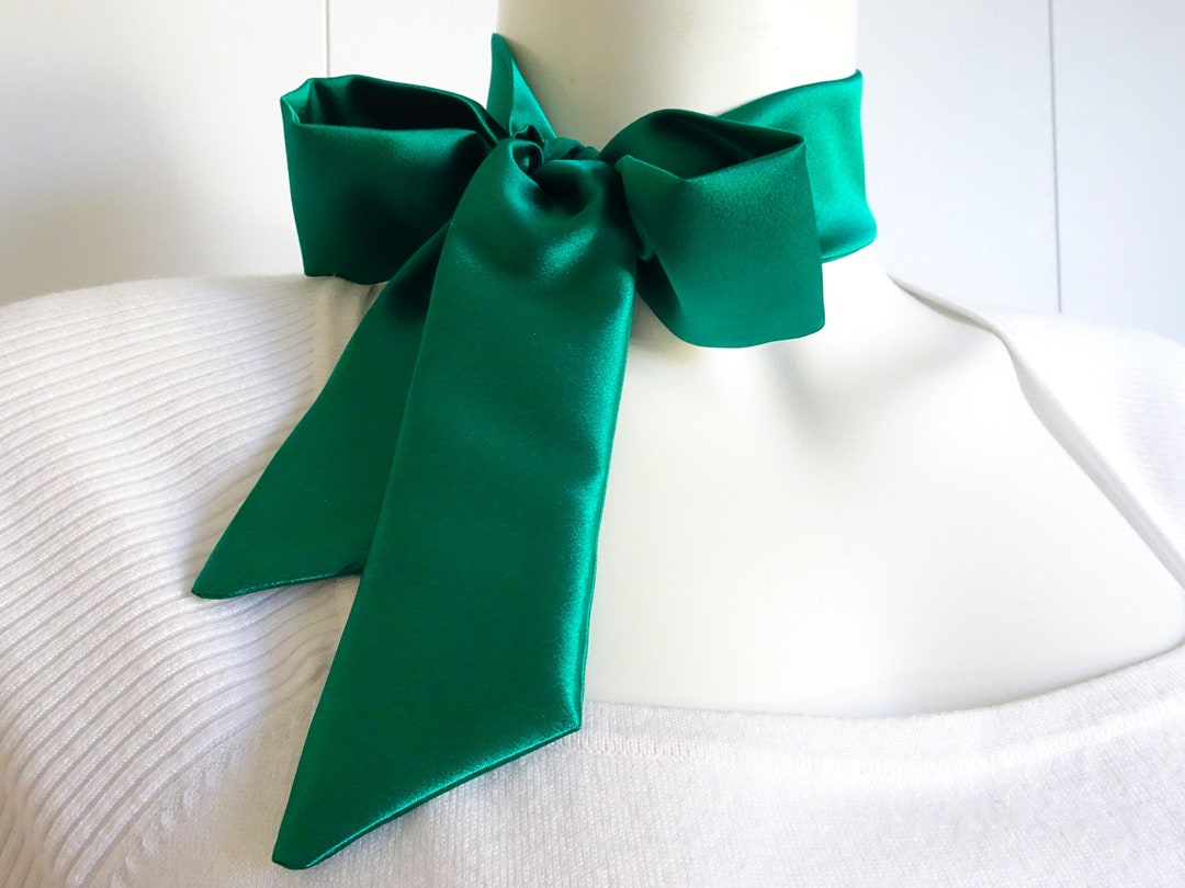Green Satin Scarf / Neck Bow Scarf / Satin Sash Belt for Women / Green ...