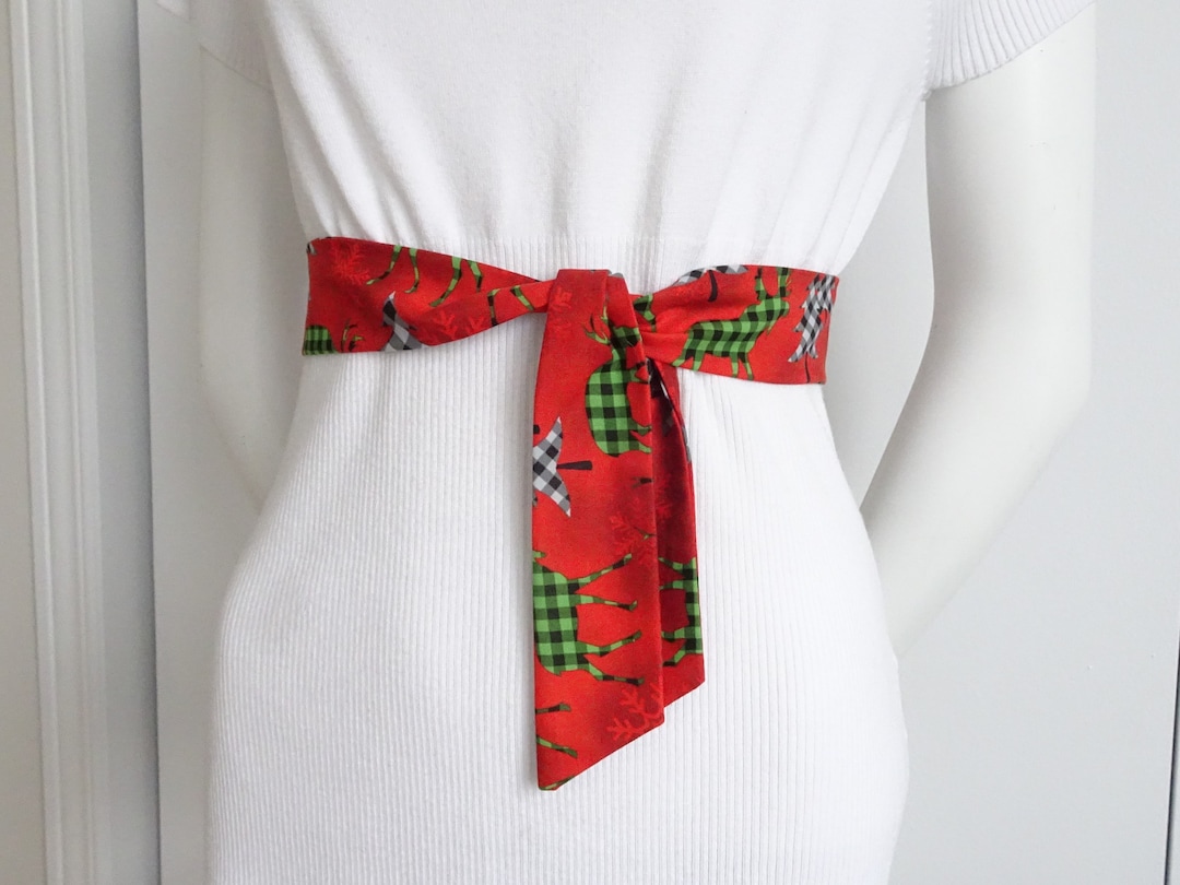 Red Holiday Skinny Scarf / Cotton Xmas Scarf / Hair Ribbon Tie - Etsy