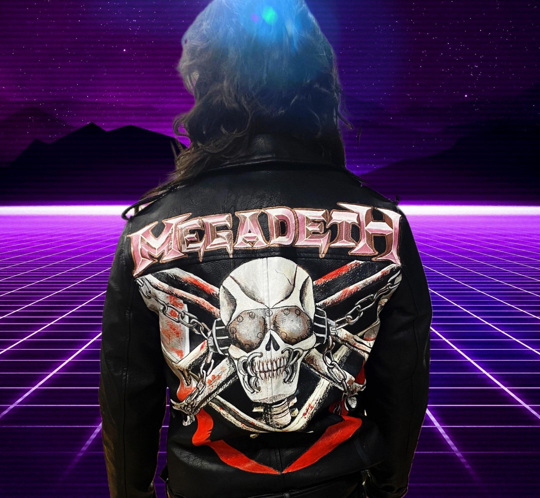 Megadeth Customized Leather Jacket, Hand Painted Biker Jacket, Thrash ...
