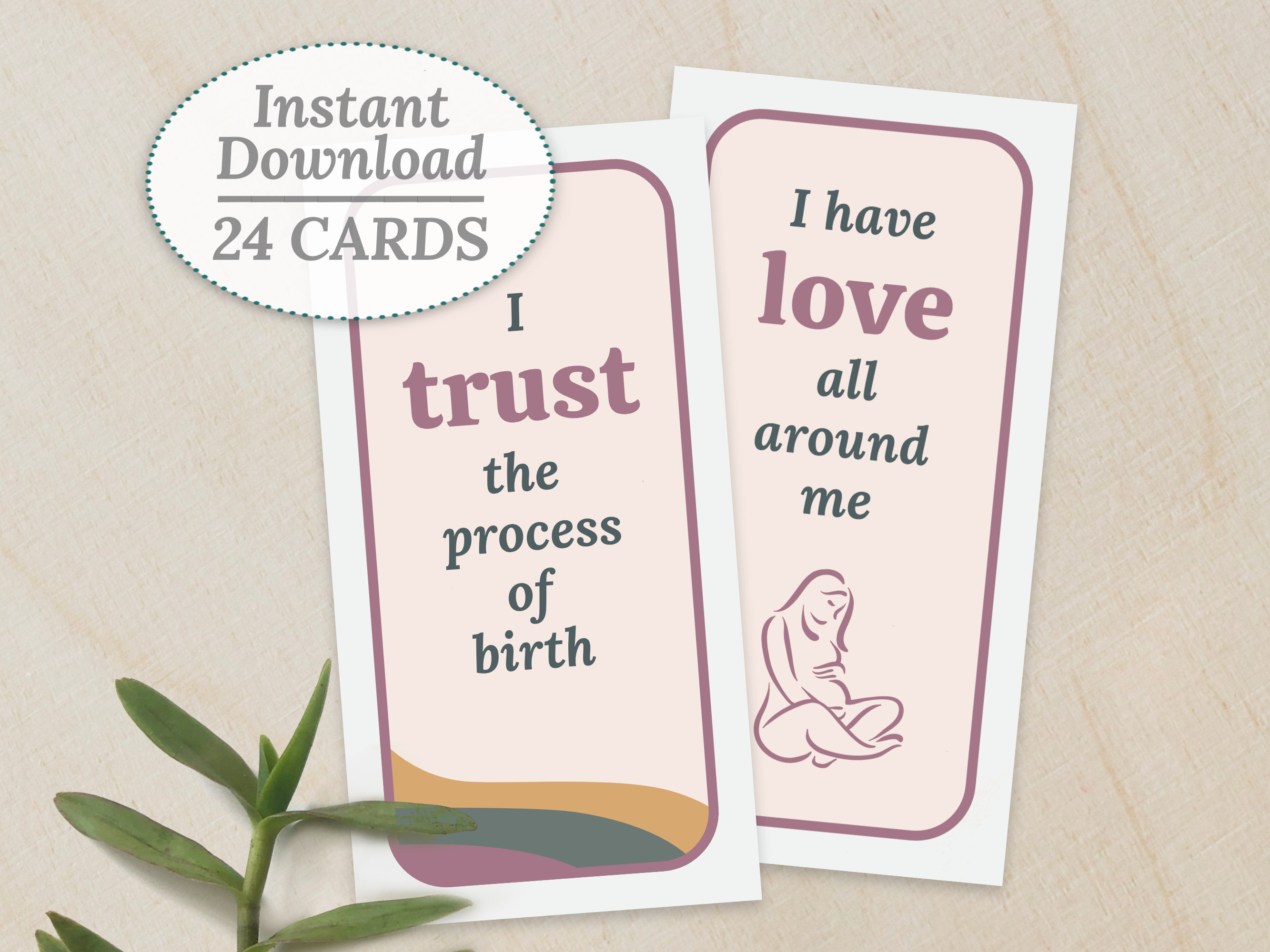 Birth Affirmations Printable Cards, Homebirth and Hypnobirth Pregnancy ...