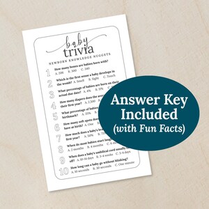 Printable Trivia Baby Shower Game, Minimalist Design With Fun Facts ...