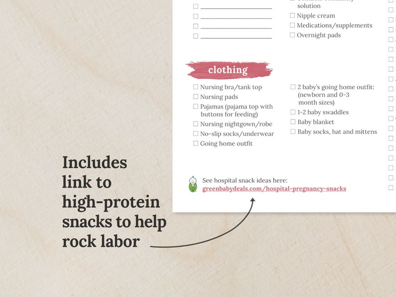 Hospital Bag Checklist Printable, Labor and Delivery Must Haves, Birth ...