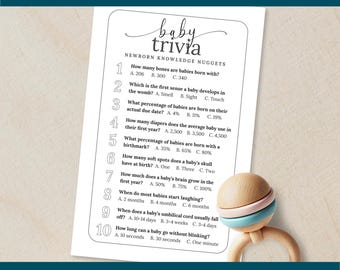Printable Baby Trivia Baby Shower Game, Editable Baby Trivia Template ...