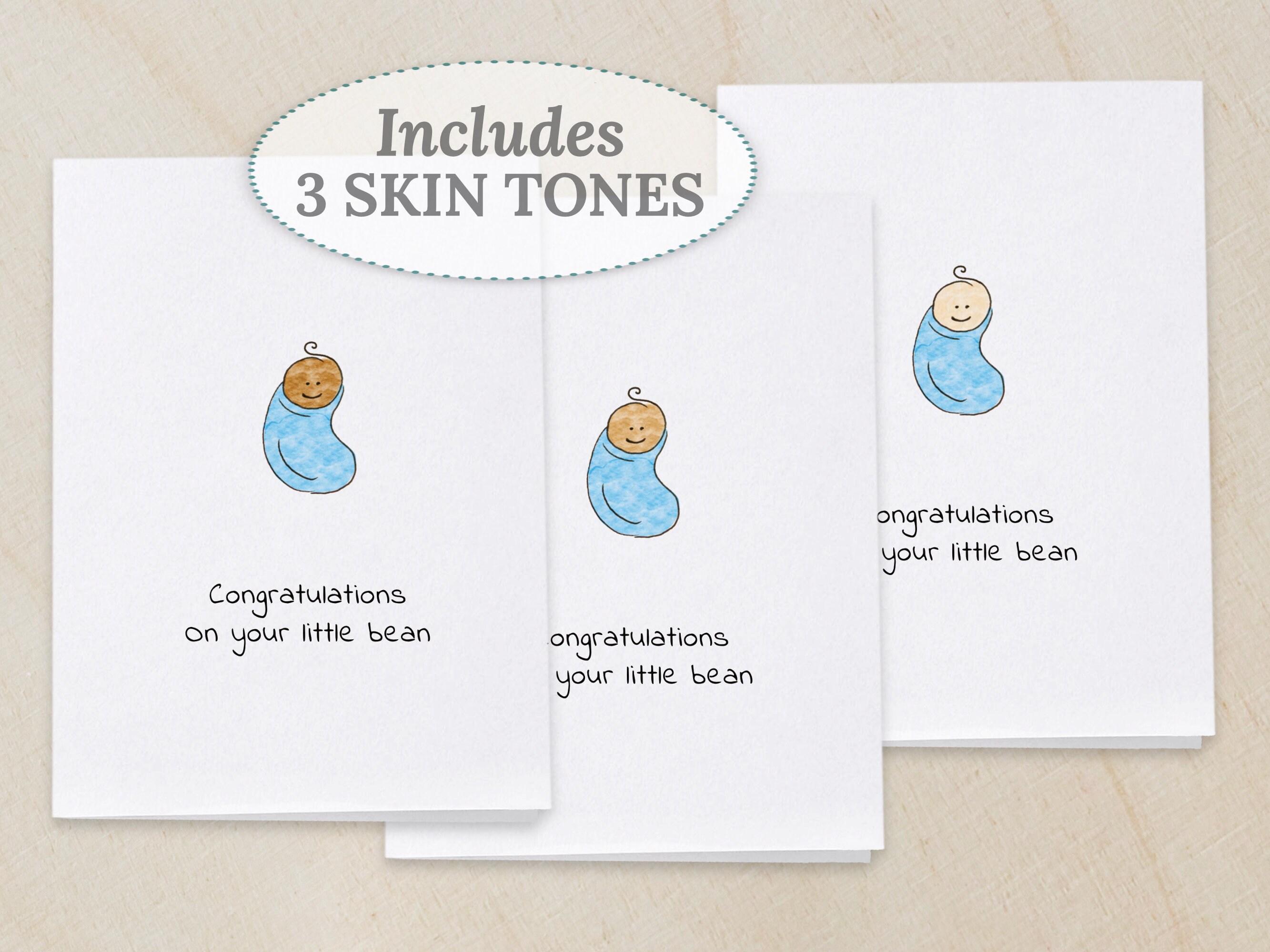 New Baby Boy Printable Card, Congrats Little Bean Baby Shower Card ...