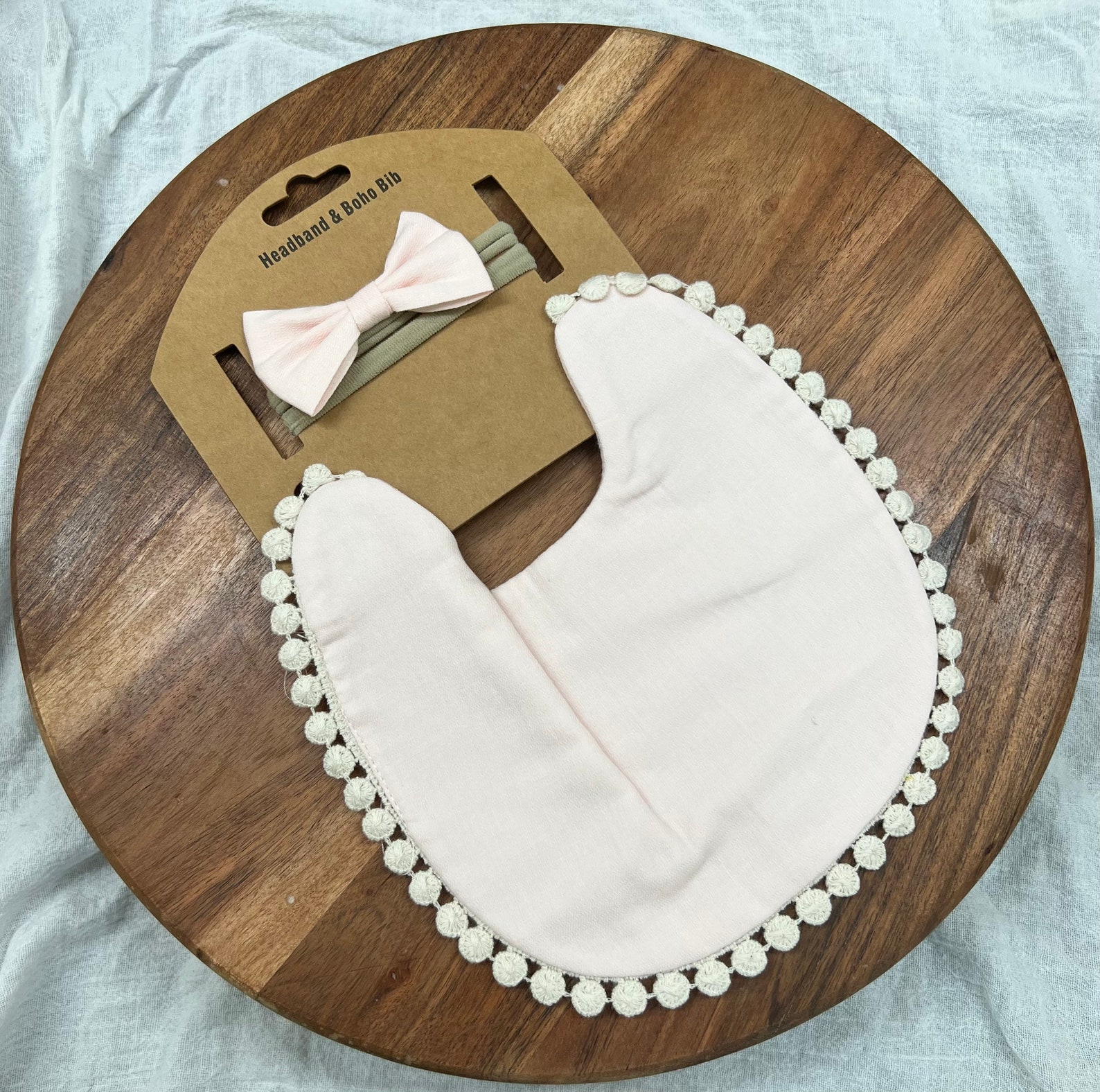 Light Pink Color Bib and Matching Bow - Etsy