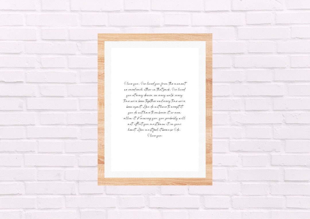 I Love You - Anthony Bridgerton Quote Print - Etsy
