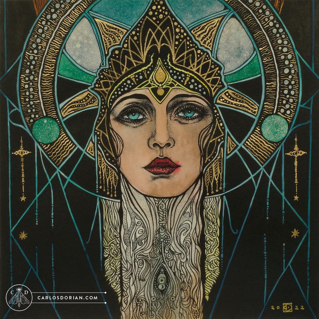 Elentári, Original Ink Drawing & Watercolor, Tolkien, Silmarillion ...