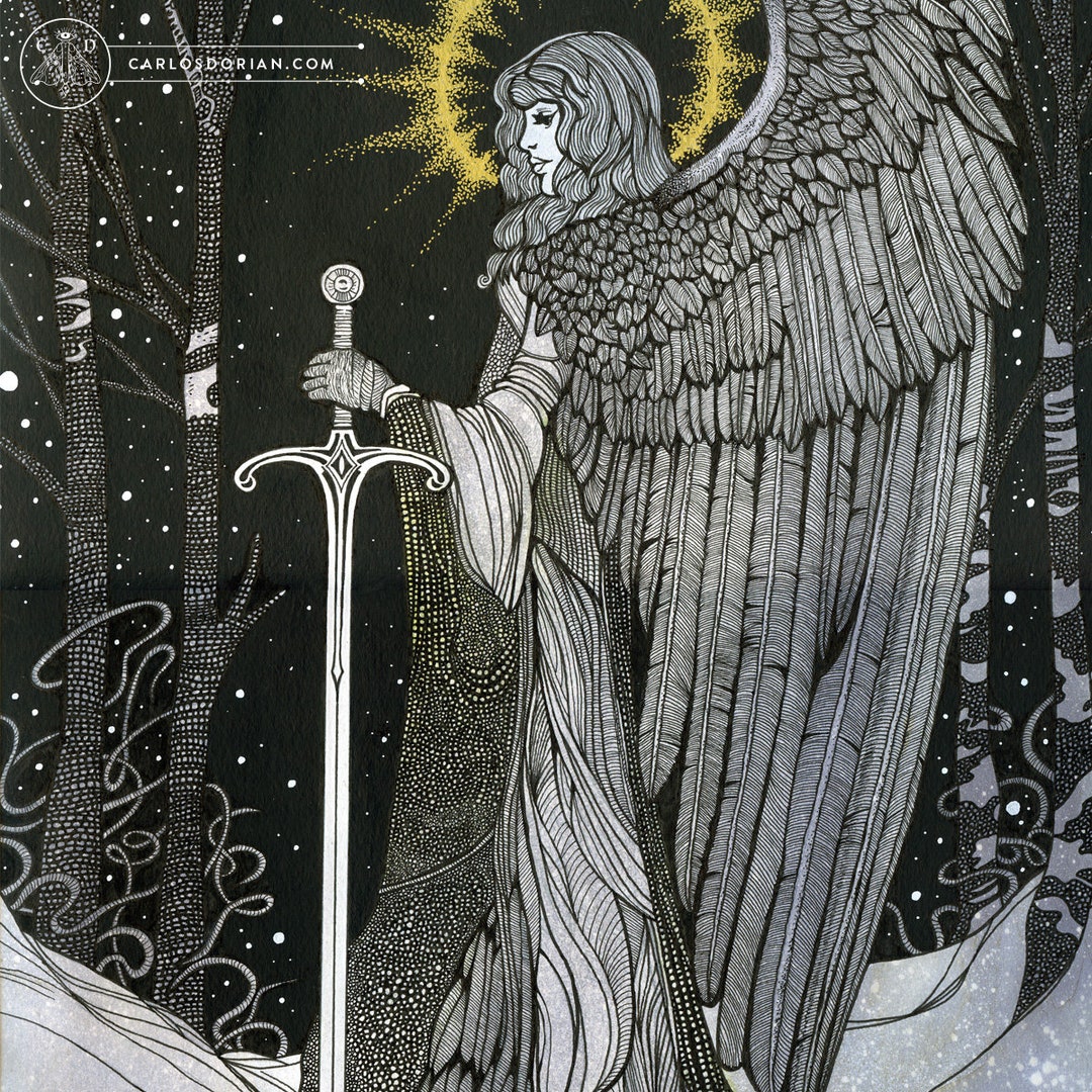 Lightbringer, Original Ink Drawing, Watercolor & Gouache, Art Nouveau ...