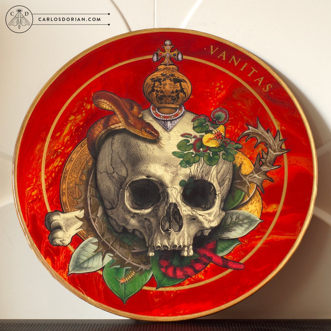 Vanitas Vinyl Record Art: Memento Mori Skull Collage, Gilded Strokes - Etsy