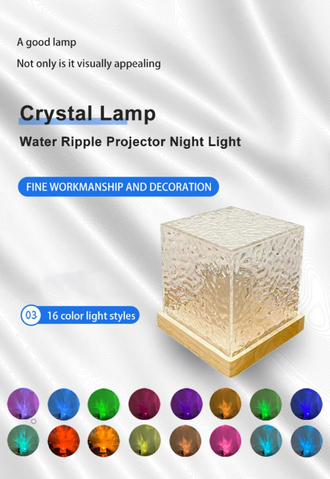Water Ripple Night Light Corrugated Light Rotating Ripple Night Light ...