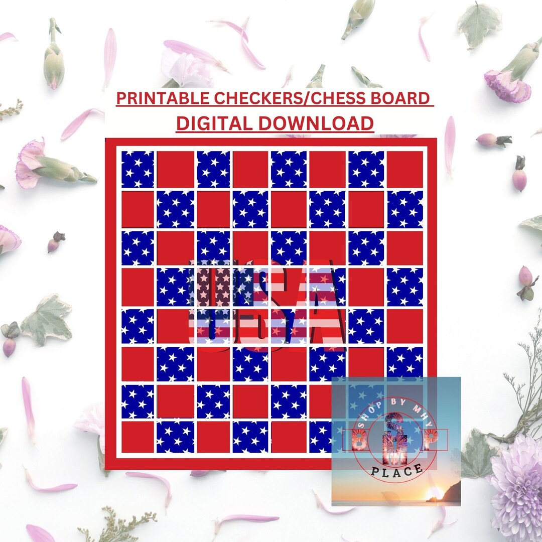 Draught Board, USA Checker/chess Board, Digital Game Board, Christmas ...