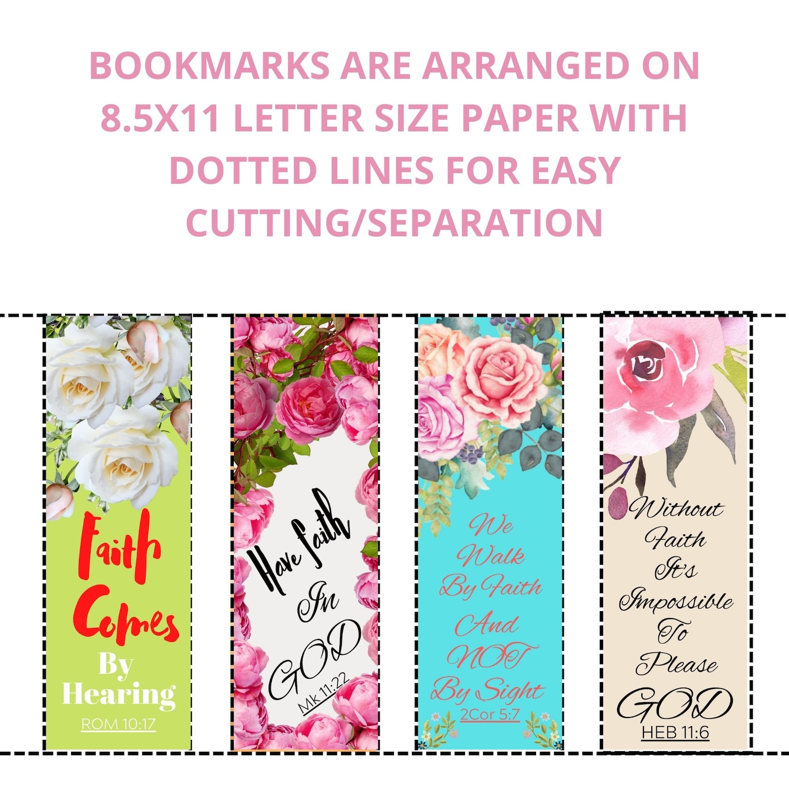 Faith Bookmark Printable Bookmark for Her Floral Bookmark - Etsy