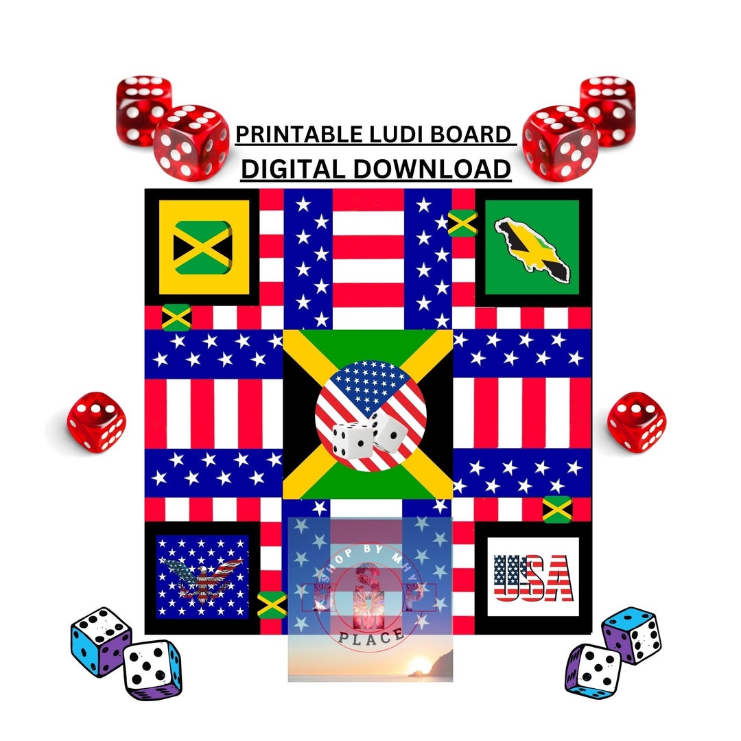 Jamaican Ludi Board, Ludo Board, Dice Game, Game Board, Printable Game ...