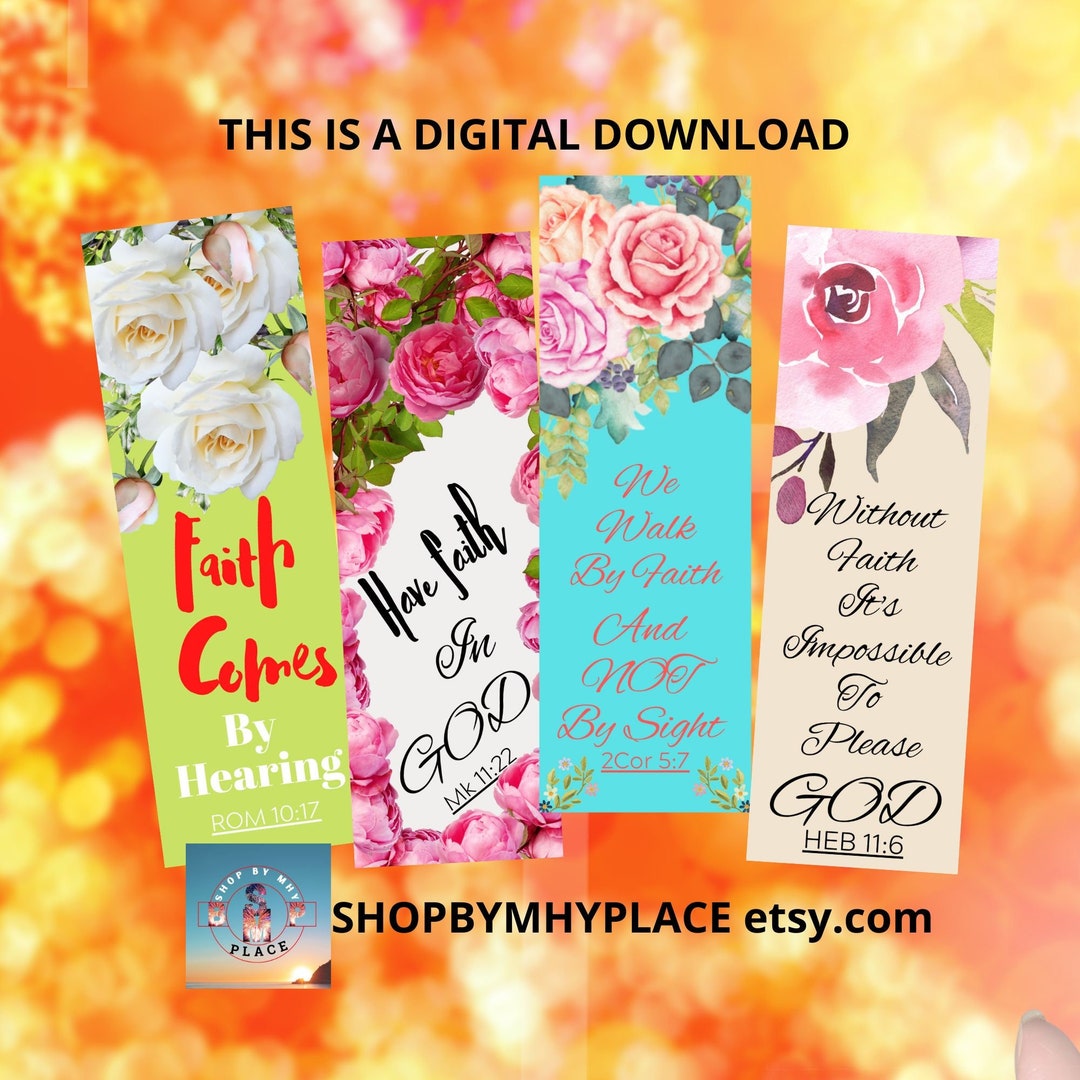 Faith Bookmark, Printable Bookmark for Her, Floral Bookmark Set of 4 ...