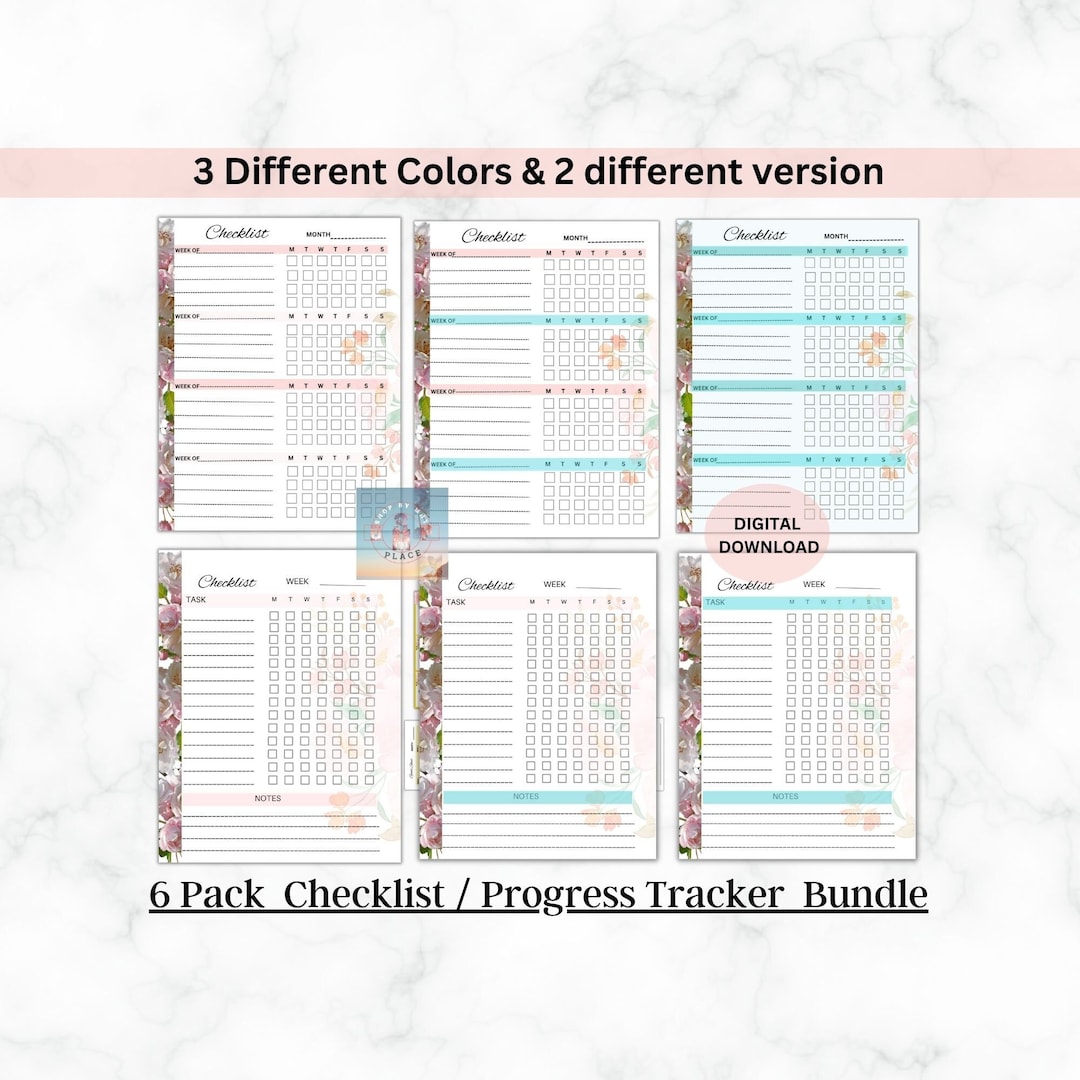 Weekly Checklist, Monthly Checklist, Weekly Progress Tracker, Monthly ...