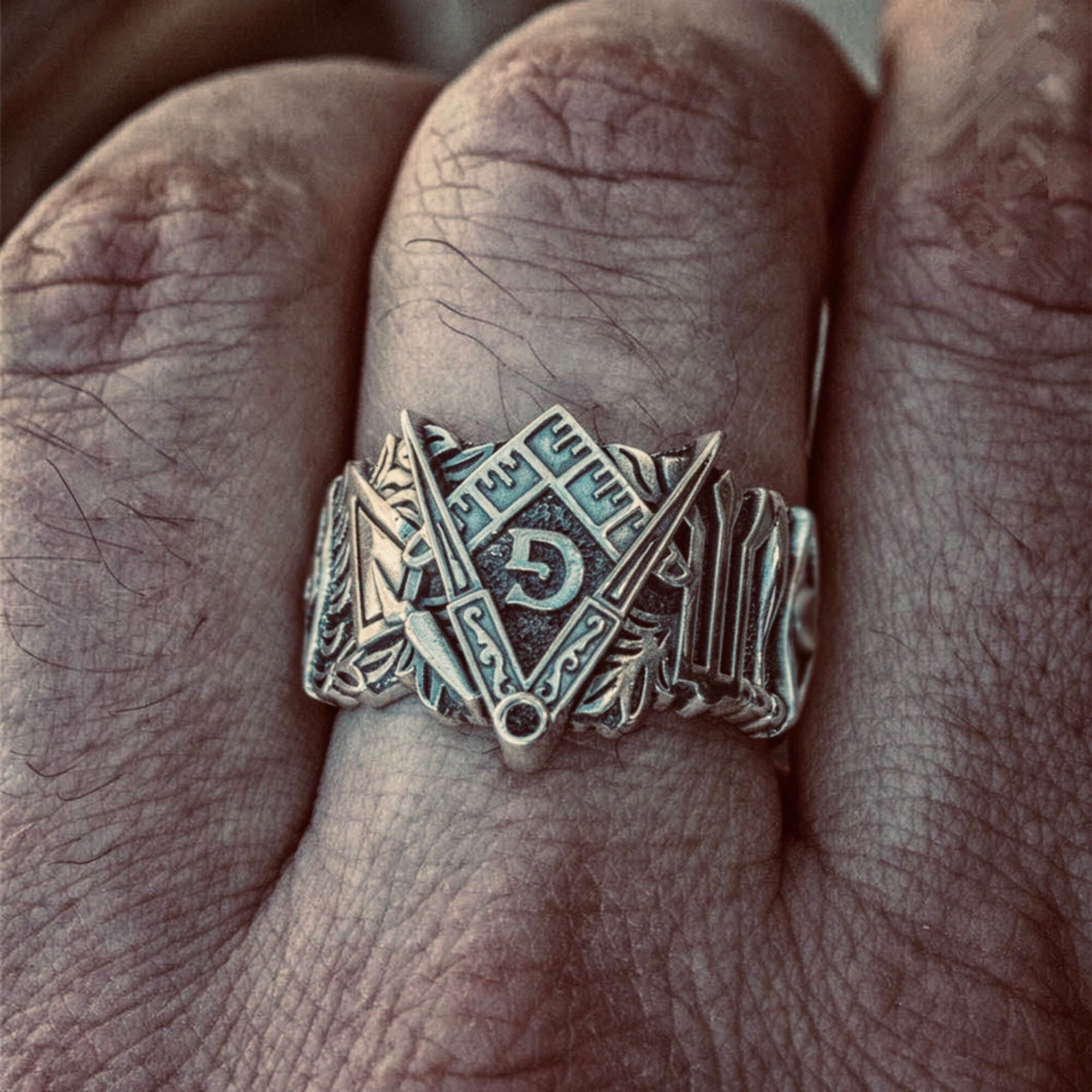 Masonic Handmade Ring, Freemason Ring, Masonic Symbol Ring, Ring for ...