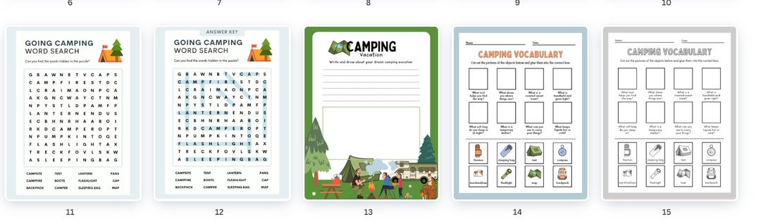 Summer Camping Activities Packet: ELA/ELD Games & Writing (PDF) - Etsy