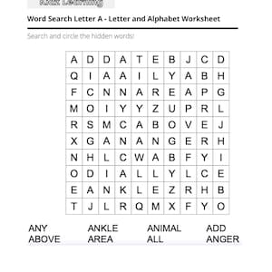 26 Printable Alphabet Word Search With Answers - Preschool - 1st Grade ...