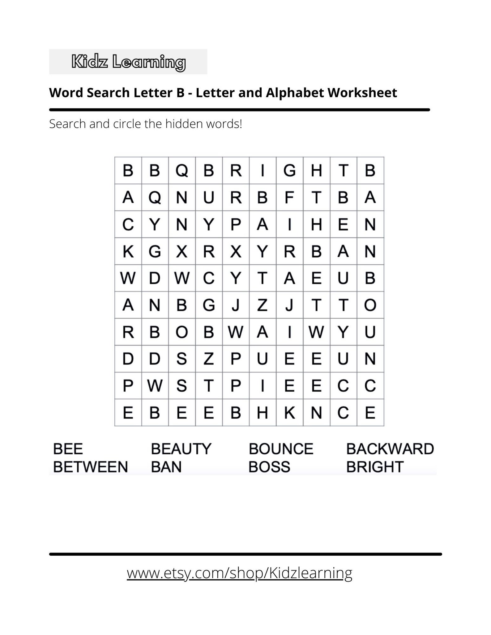 26 Printable Alphabet Word Search With Answers Preschool - Etsy España