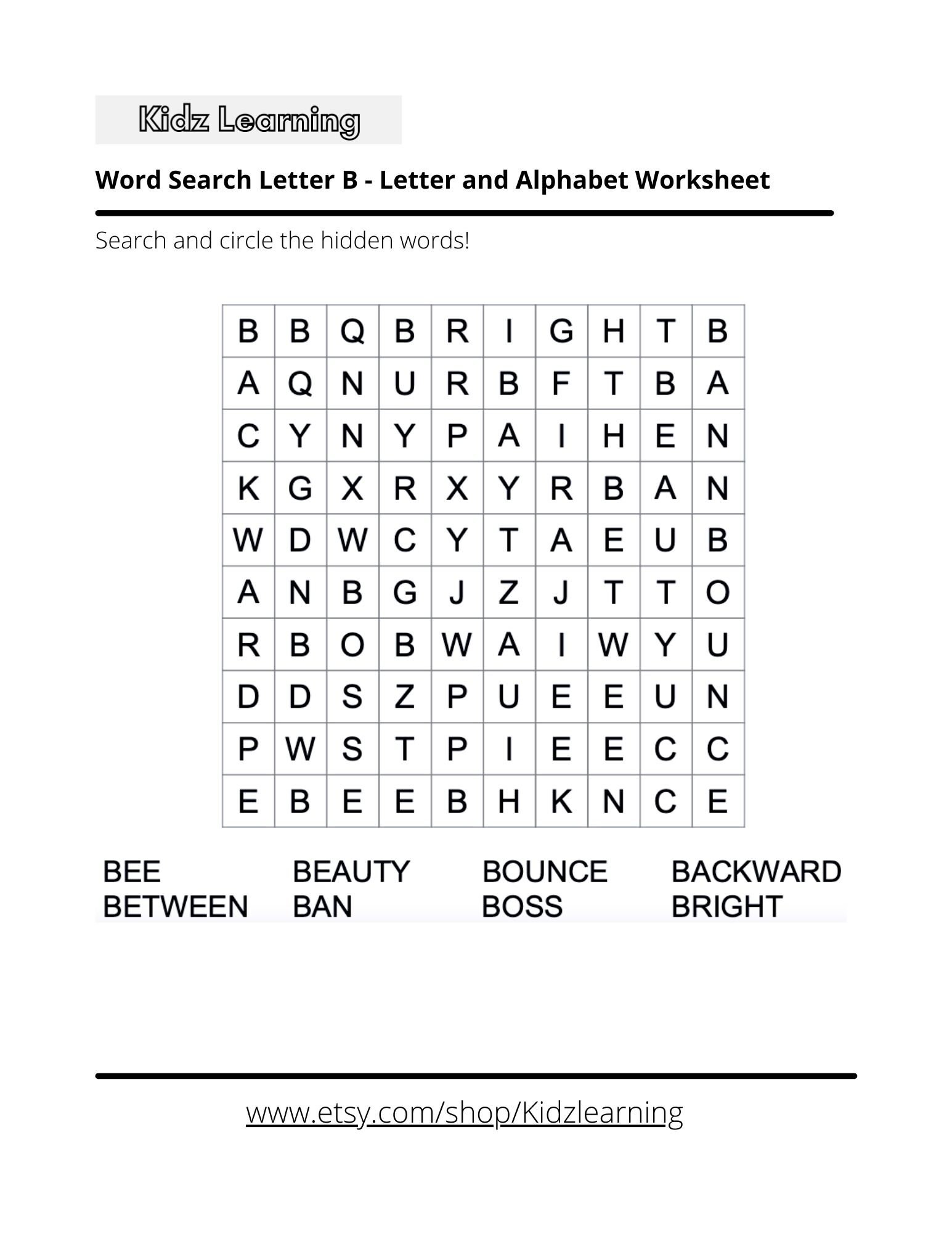26 Printable Alphabet Word Search With Answers - Preschool - 1st Grade ...
