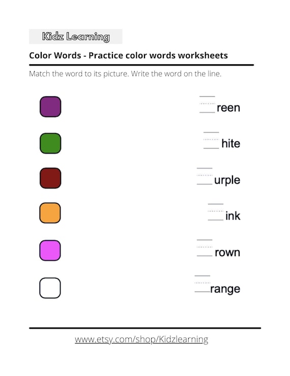 Color Words Writing Worksheets Color Tracing Worksheet, Kindergarten