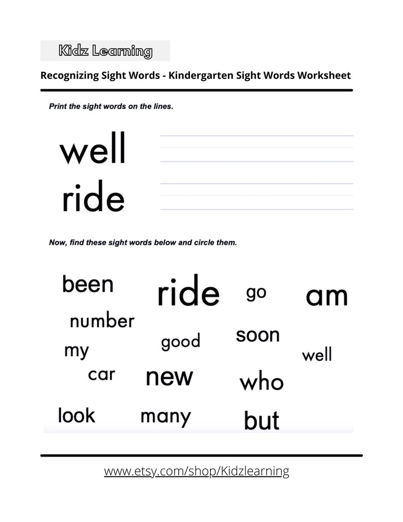 18 Printable Sight Word Worksheet - Etsy