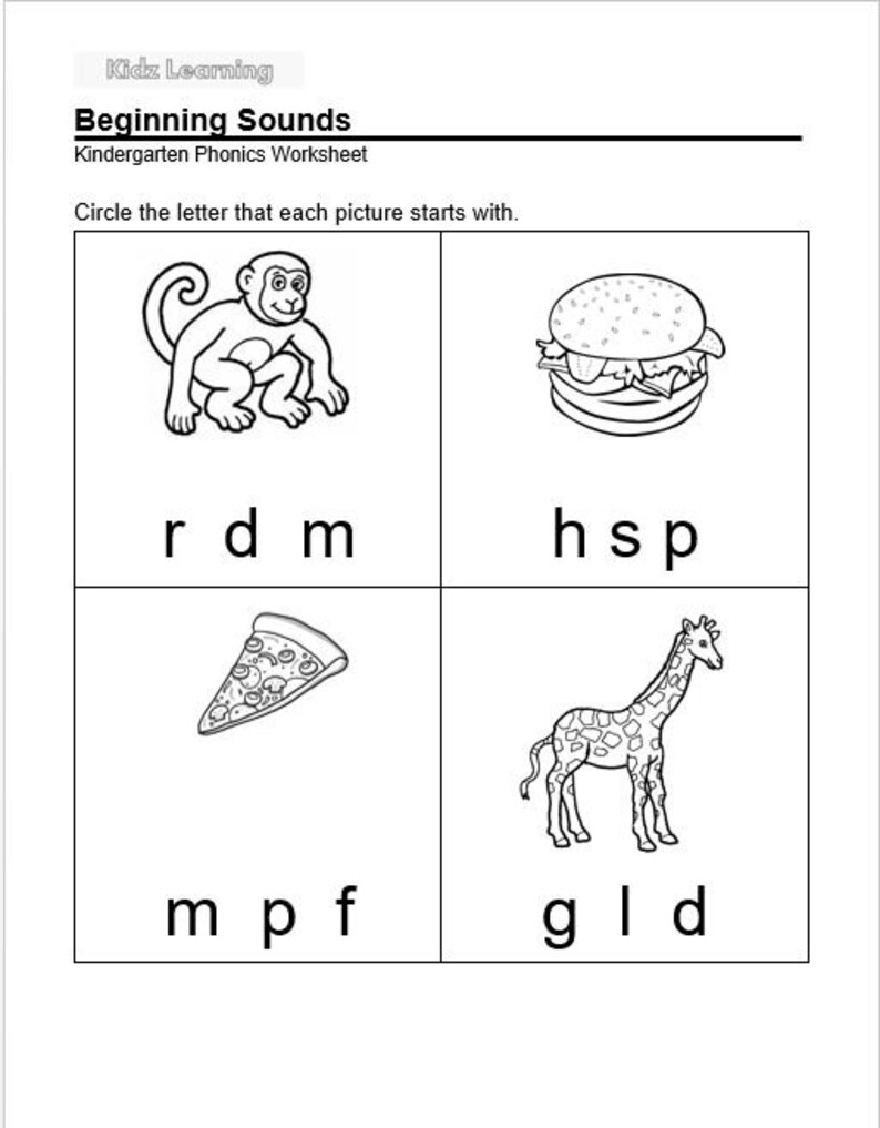 15 Printable Beginning Sounds Worksheets. Preschool-1st Grade Phonics ...