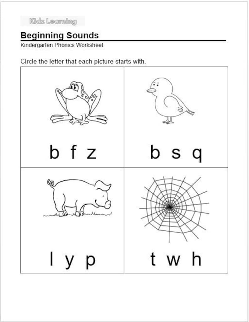 15 Printable Beginning Sounds Worksheets. Preschool-1st Grade Phonics ...