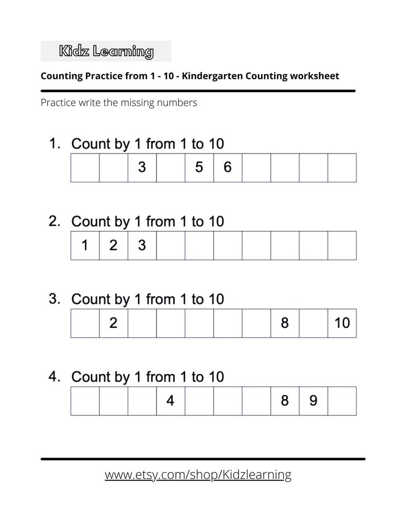 Printable Counting Numbers - Missing Number Worksheets and Counting ...
