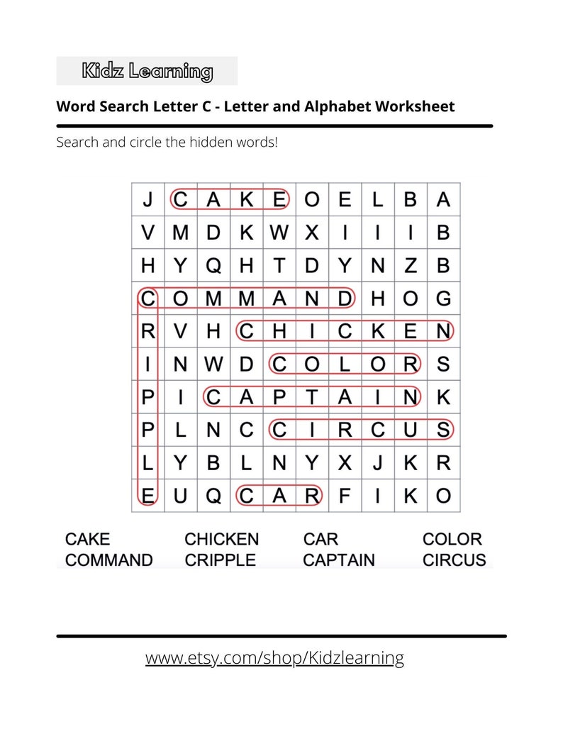 26 Printable Alphabet Word Search With Answers - Preschool - 1st Grade ...