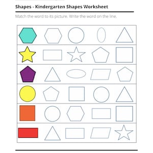 6 Printable Practice Kindergarten Shapes Worksheet - Etsy