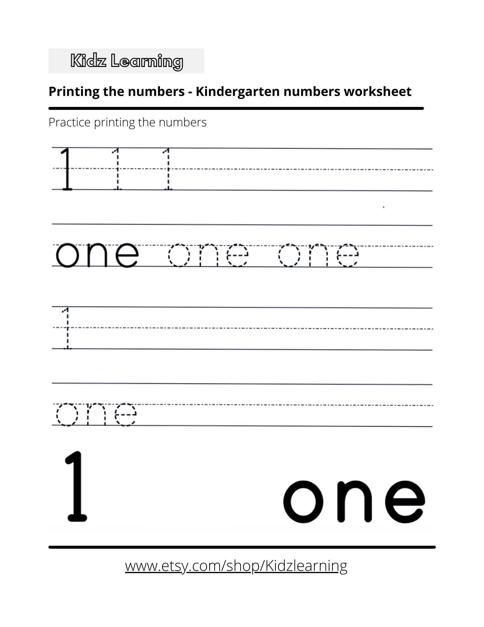 20 Printable Numbers - Printing the Numbers and Counting Worksheet - Etsy