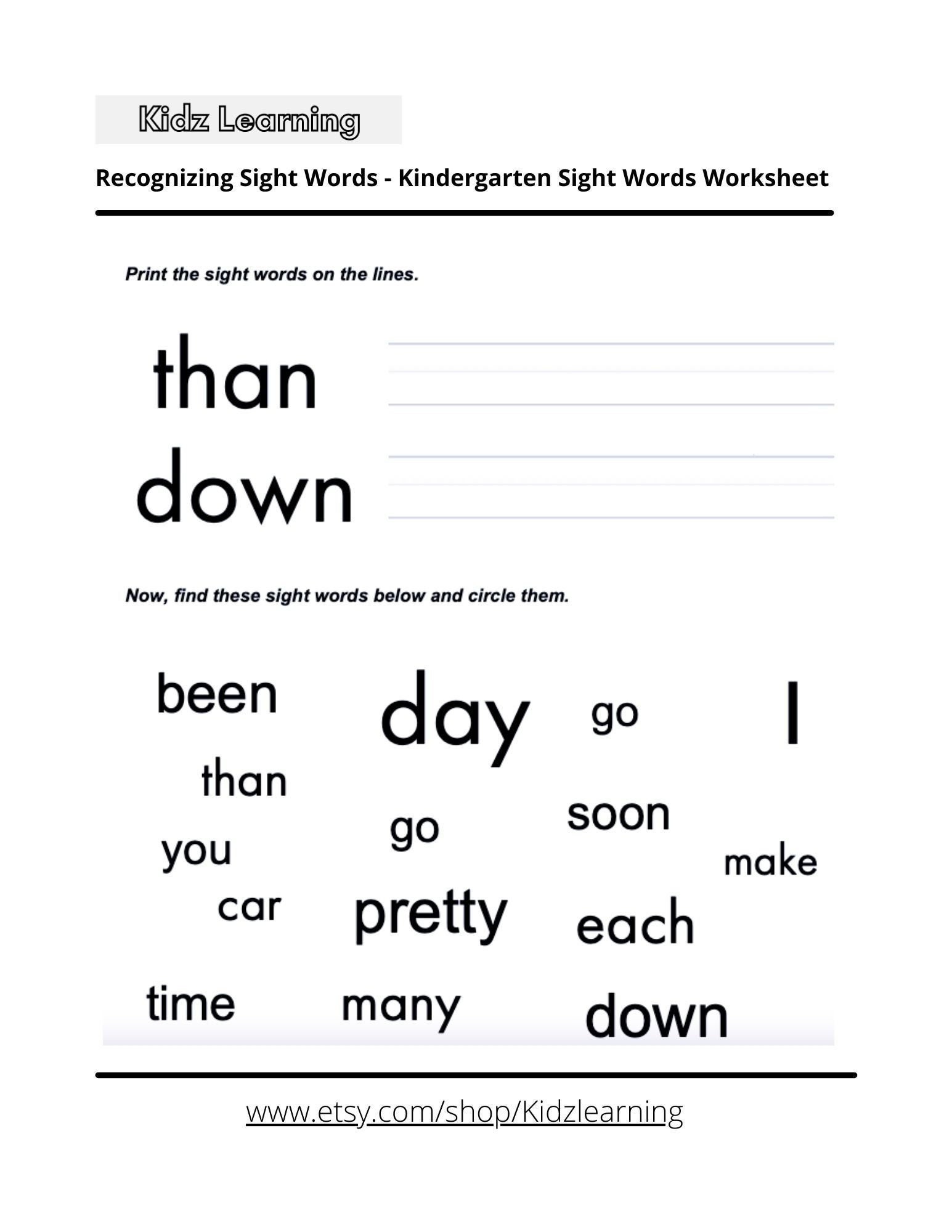 18 Printable Sight Word Worksheet - Etsy