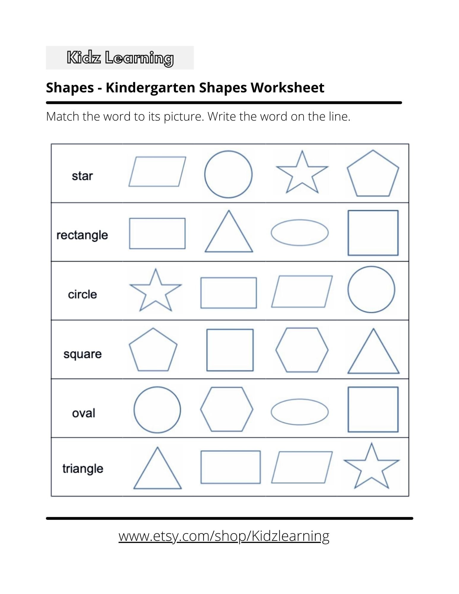 6 Printable Practice Kindergarten Shapes Worksheet - Etsy