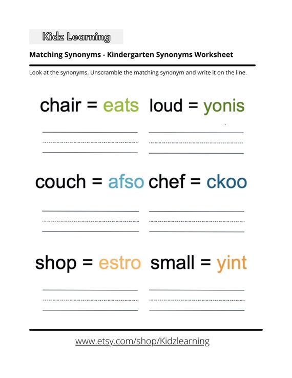 Hojas De Trabajo De Sinónimos