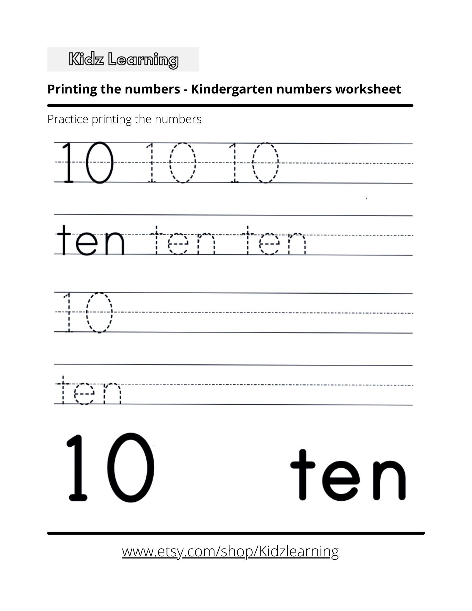 20 Printable Numbers - Printing the Numbers and Counting Worksheet - Etsy