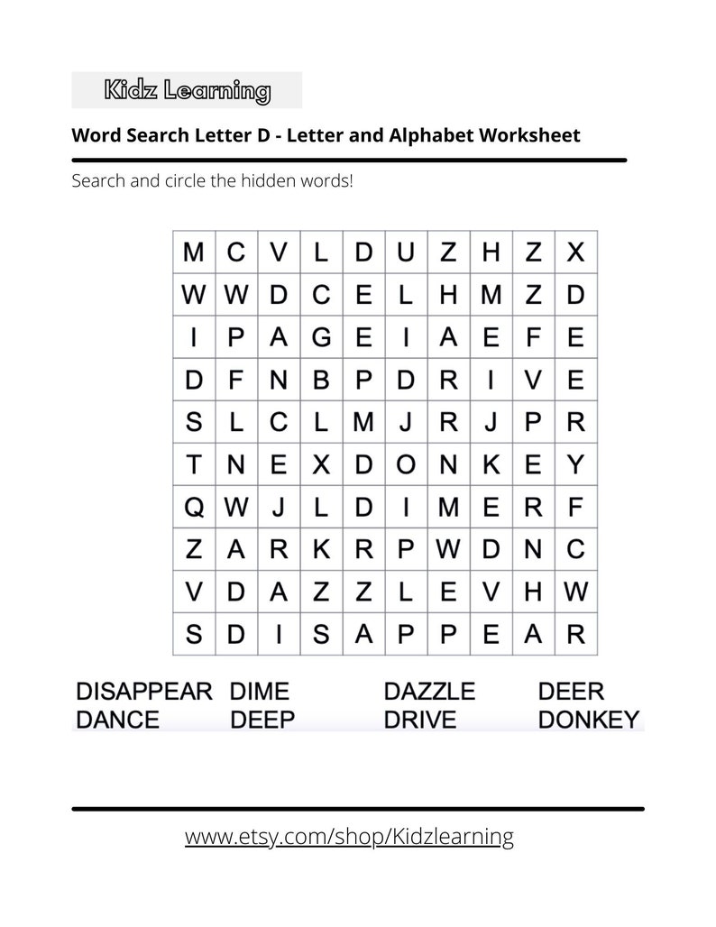 26 Printable Alphabet Word Search With Answers - Preschool - 1st Grade ...