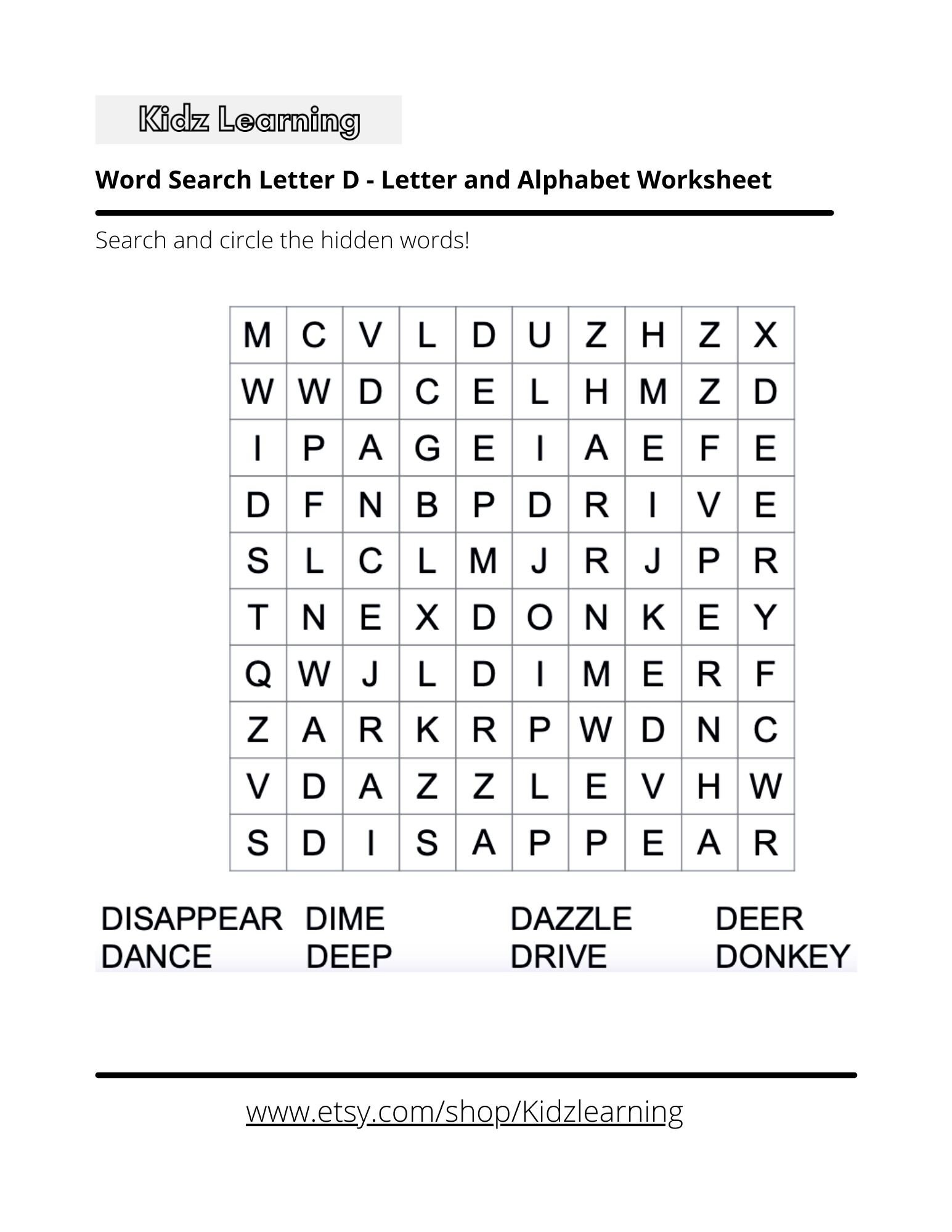 26 Printable Alphabet Word Search With Answers - Preschool - 1st Grade ...