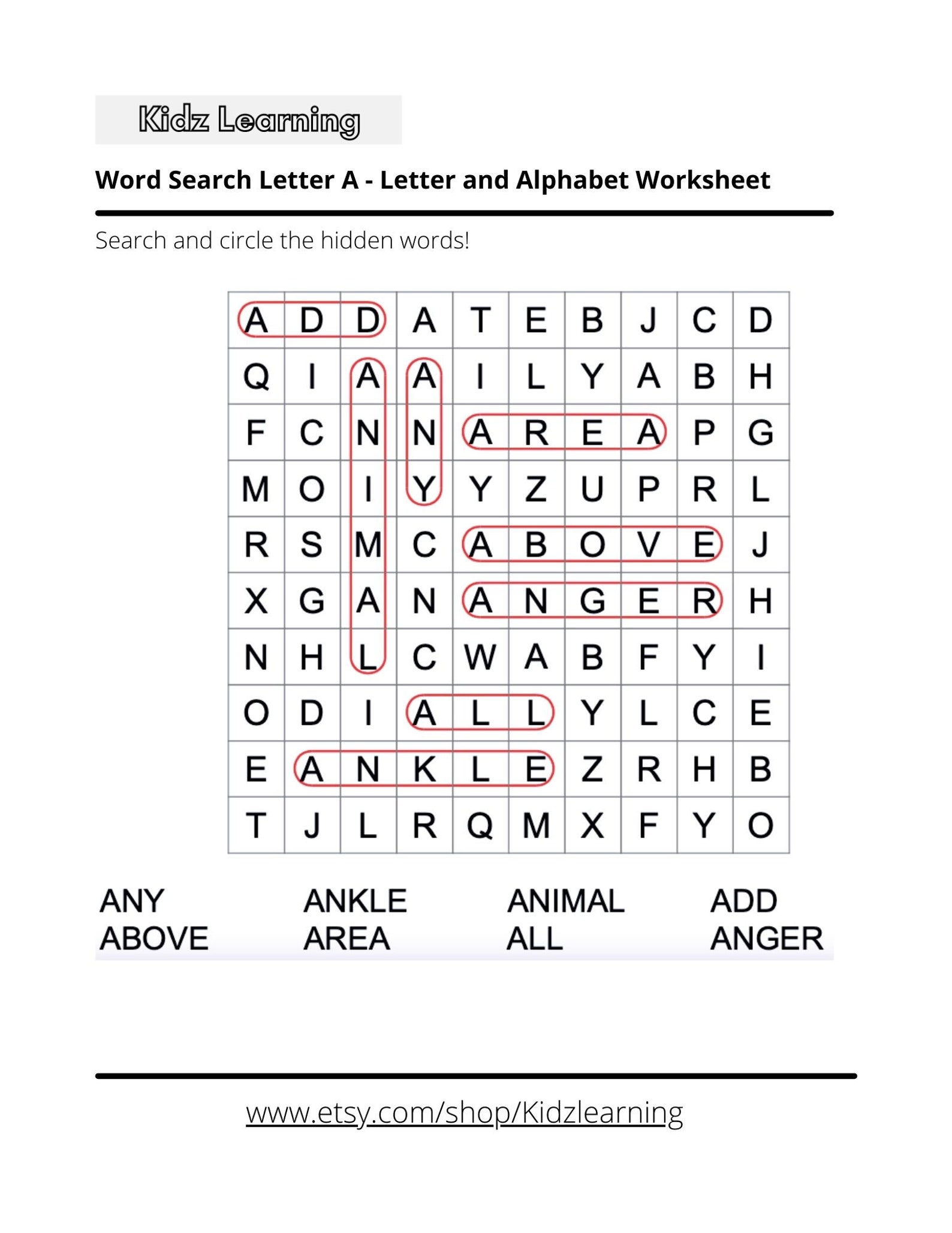 26 Printable Alphabet Word Search With Answers - Preschool - 1st Grade ...