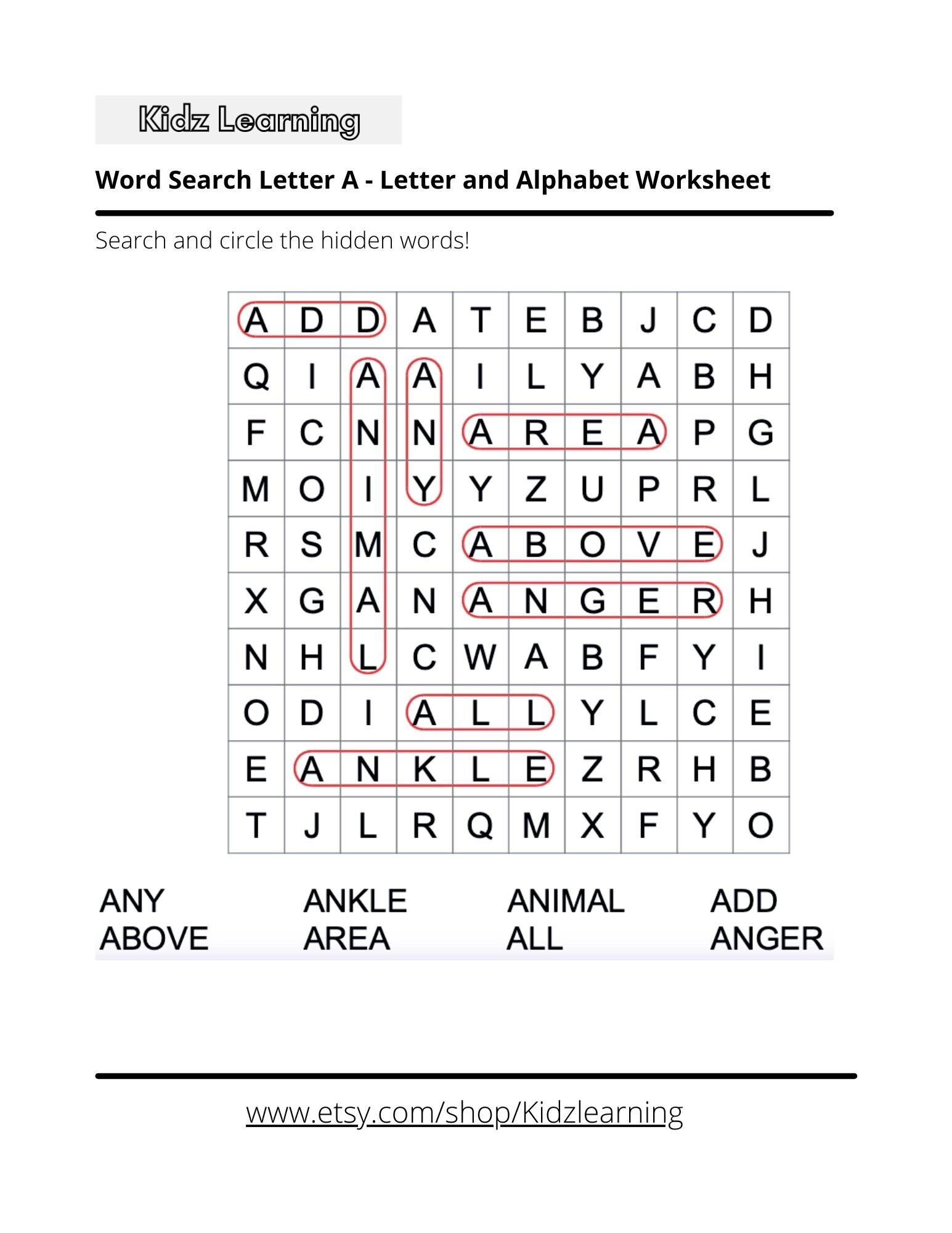 26 Printable Alphabet Word Search With Answers - Preschool - 1st Grade ...