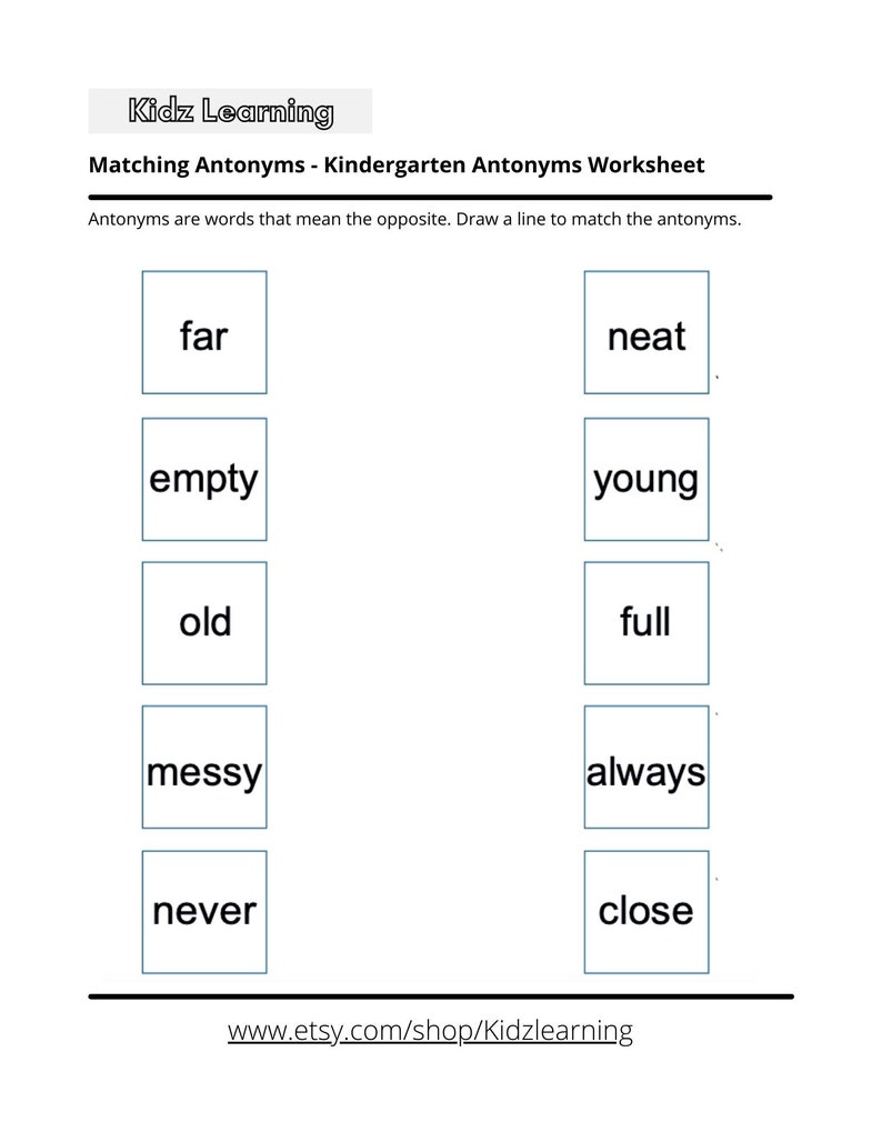 48 Pages of Synonyms and Antonyms Worksheets - Kindergarten - 1st Grade ...