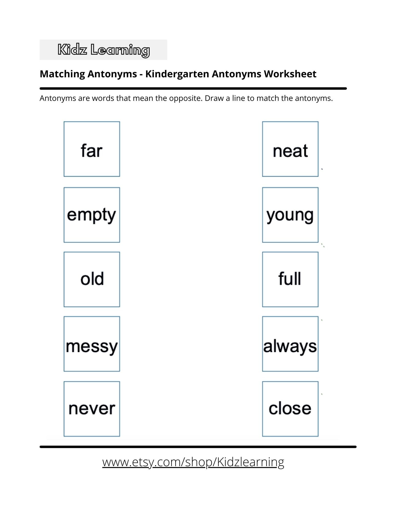 48 Pages of Synonyms and Antonyms Worksheets - Kindergarten - 1st Grade ...