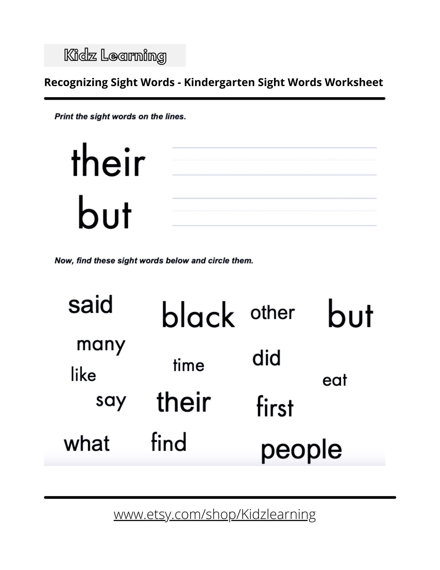 18 Printable Sight Word Worksheet - Etsy