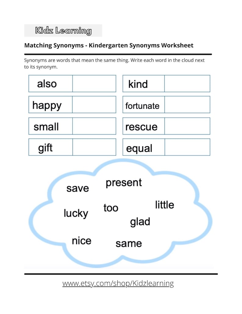 48 Pages of Synonyms and Antonyms Worksheets - Kindergarten - 1st Grade ...