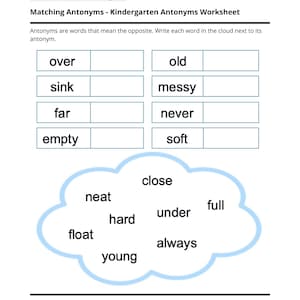 48 Pages of Synonyms and Antonyms Worksheets - Kindergarten - 1st Grade ...