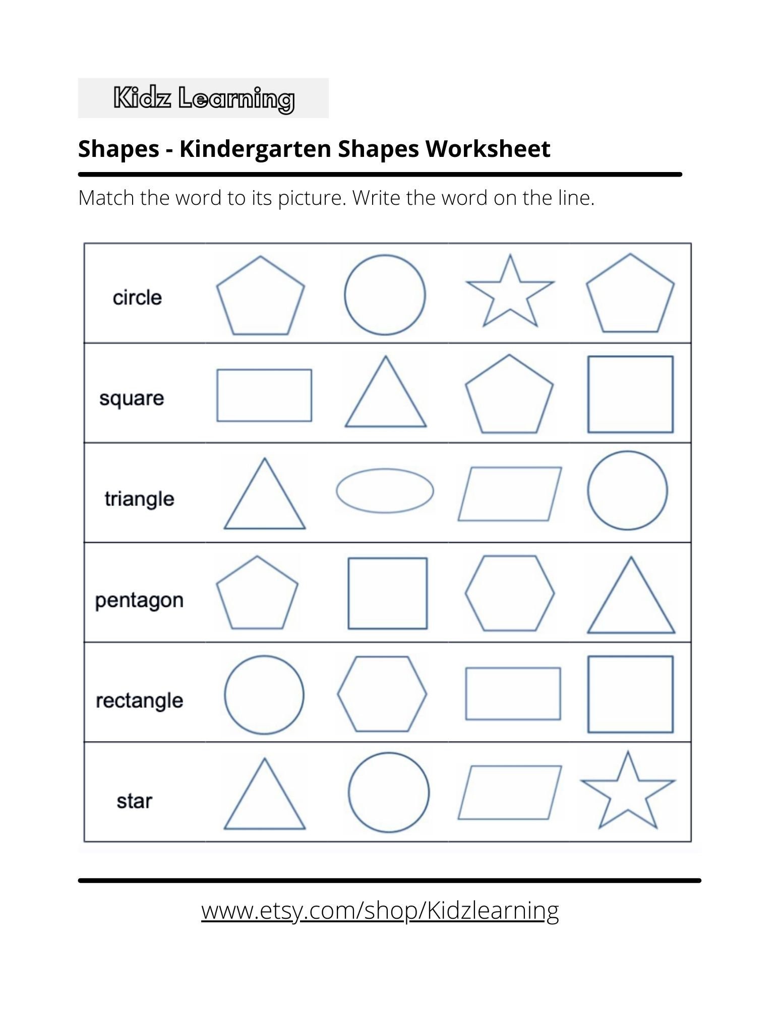 6 Printable Practice Kindergarten Shapes Worksheet - Etsy