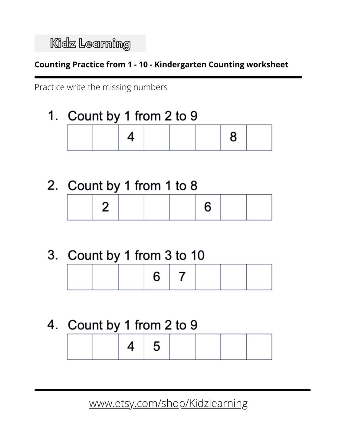 Printable Counting Numbers - Missing Number Worksheets and Counting ...